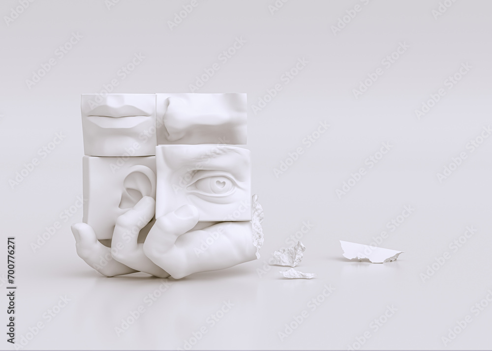 Five human senses concept: smell, touch, sight, taste, hearing. 3d ...