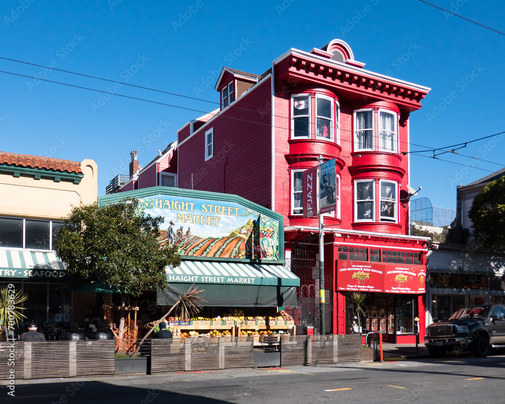 Haight Ashbury, San Francisco - USA: Jimi Hendrix Red House on Haight ...