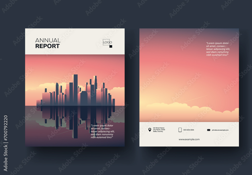Annual Report Cover Template with Business Cityscape Stock Template ...