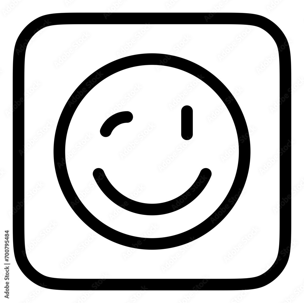 Editable winky face, winking eye, ok, tease vector icon. Part of a big ...