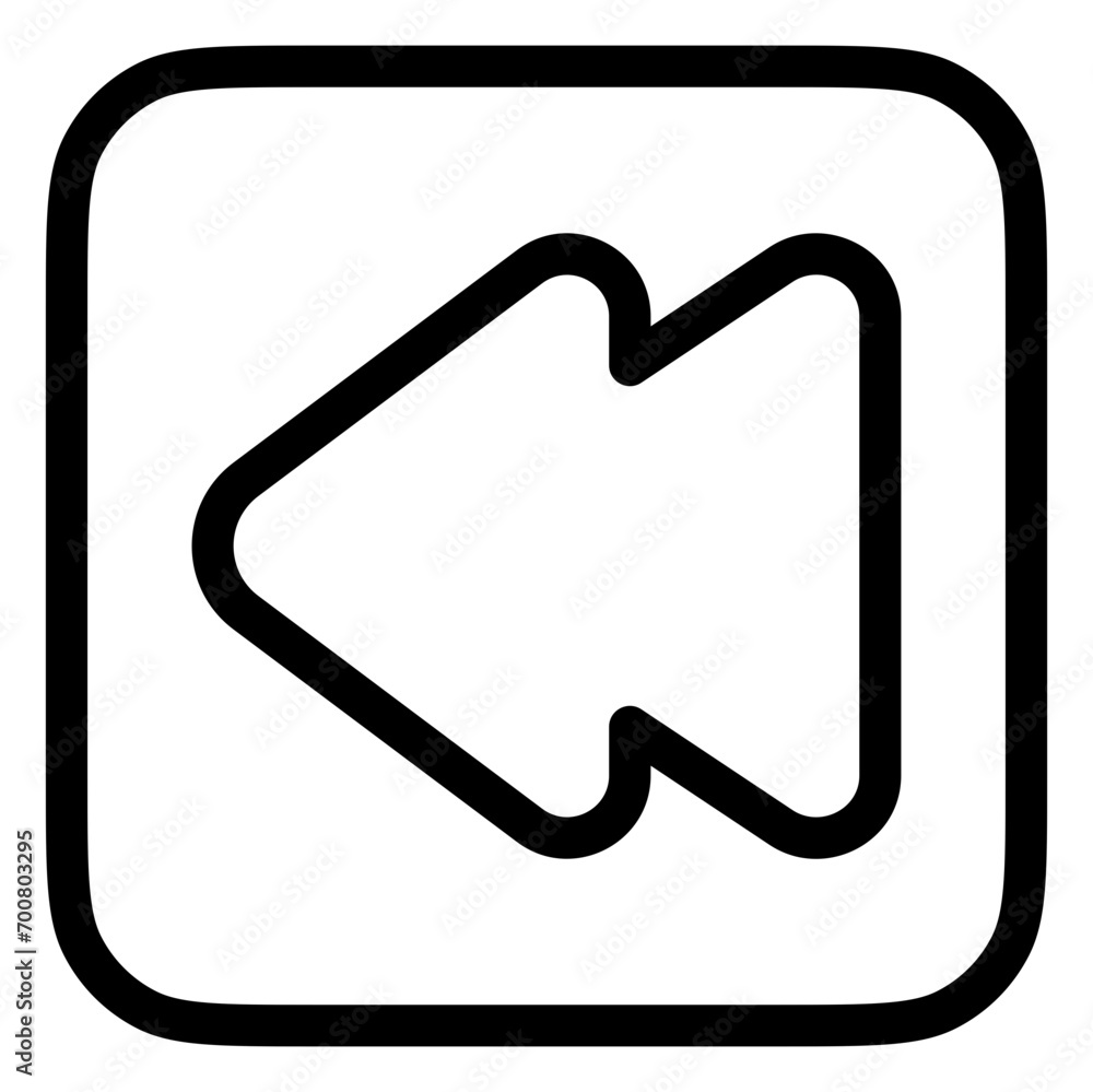 Editable vector rewind arrow icon. Black, transparent white background ...