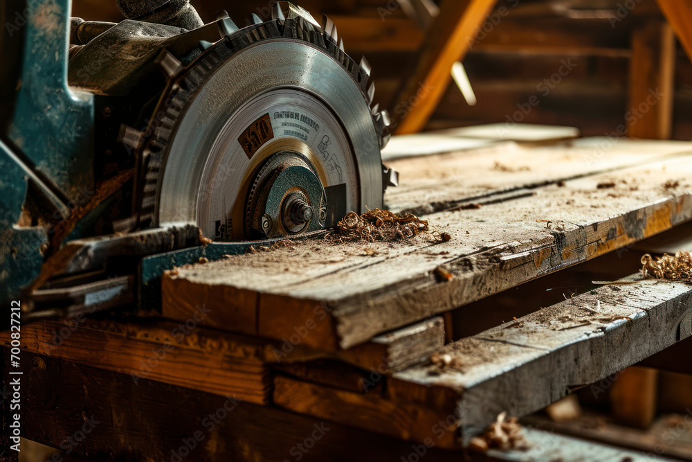Circular saw workshop setup, an image featuring a circular saw, safety ...