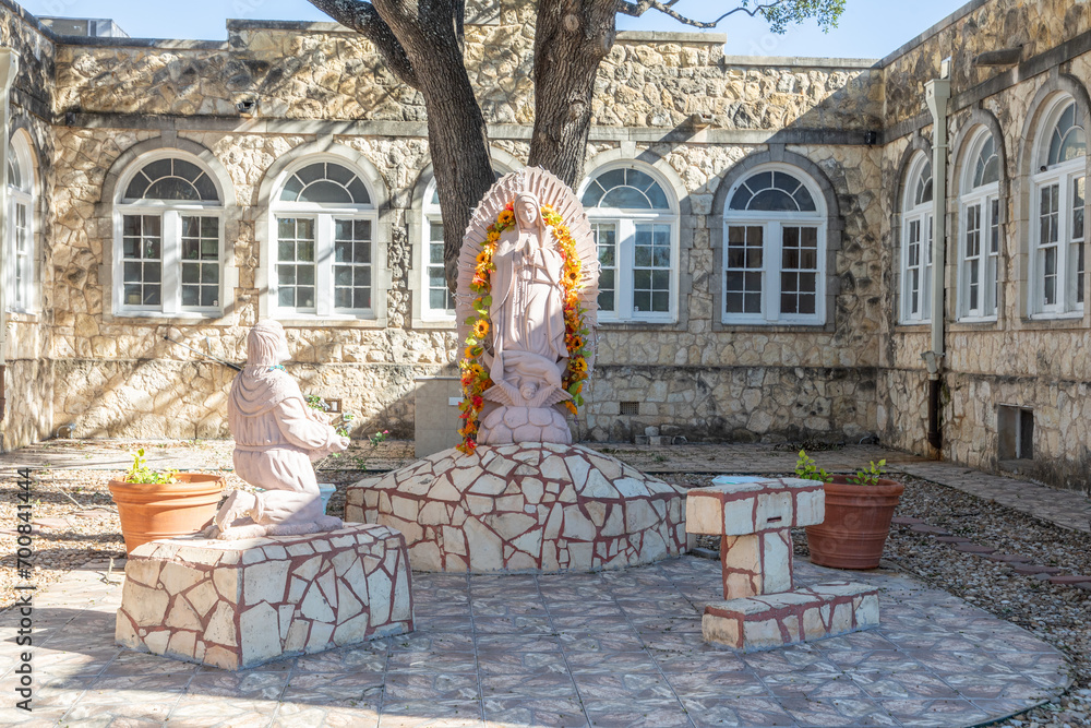 statue of holy mary at mission San Jose at San Antonio mission trail ...