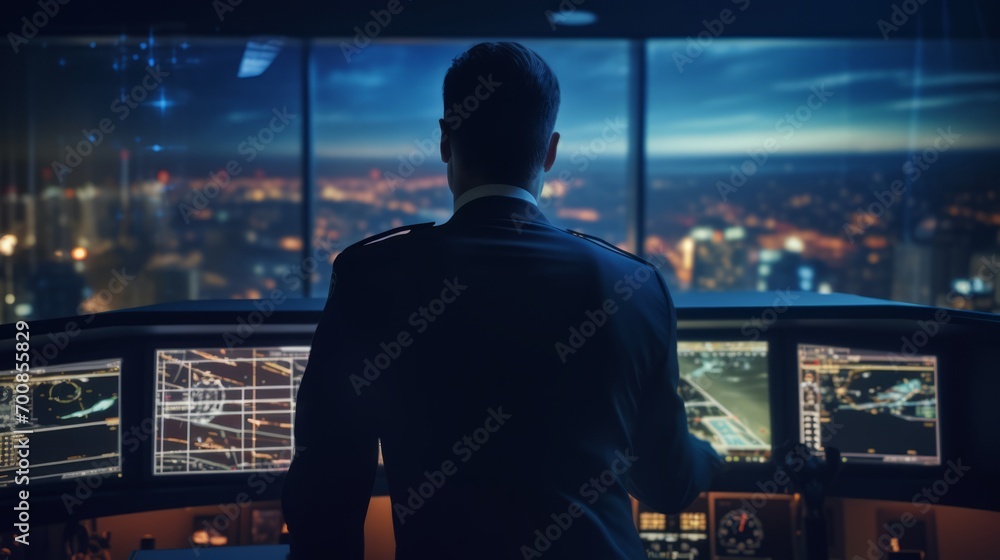 Skybound Strategy: Captivating Airline Pilot Analyzing Flight Plans on ...