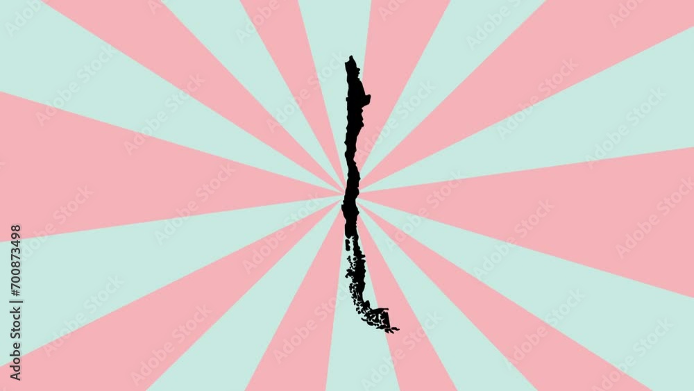 Animated map of the country of Chile with a rotating background Stock ...