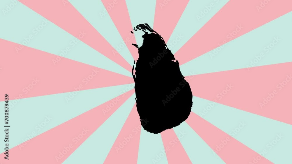Animated map of the country of Sri Lanka with a rotating background ...