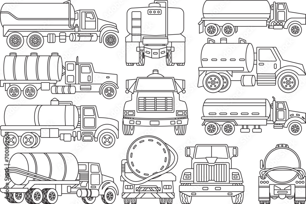 Septic Truck SVG Outline, Septic Truck Vector Art Stock Vector | Adobe ...