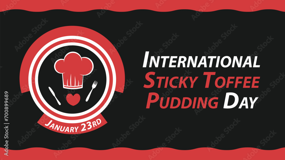 Vecteur Stock International Sticky Toffee Pudding Day vector banner ...