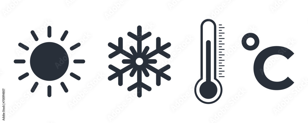 Weather and Temperature icon set. Vector illustration Stock Vector ...