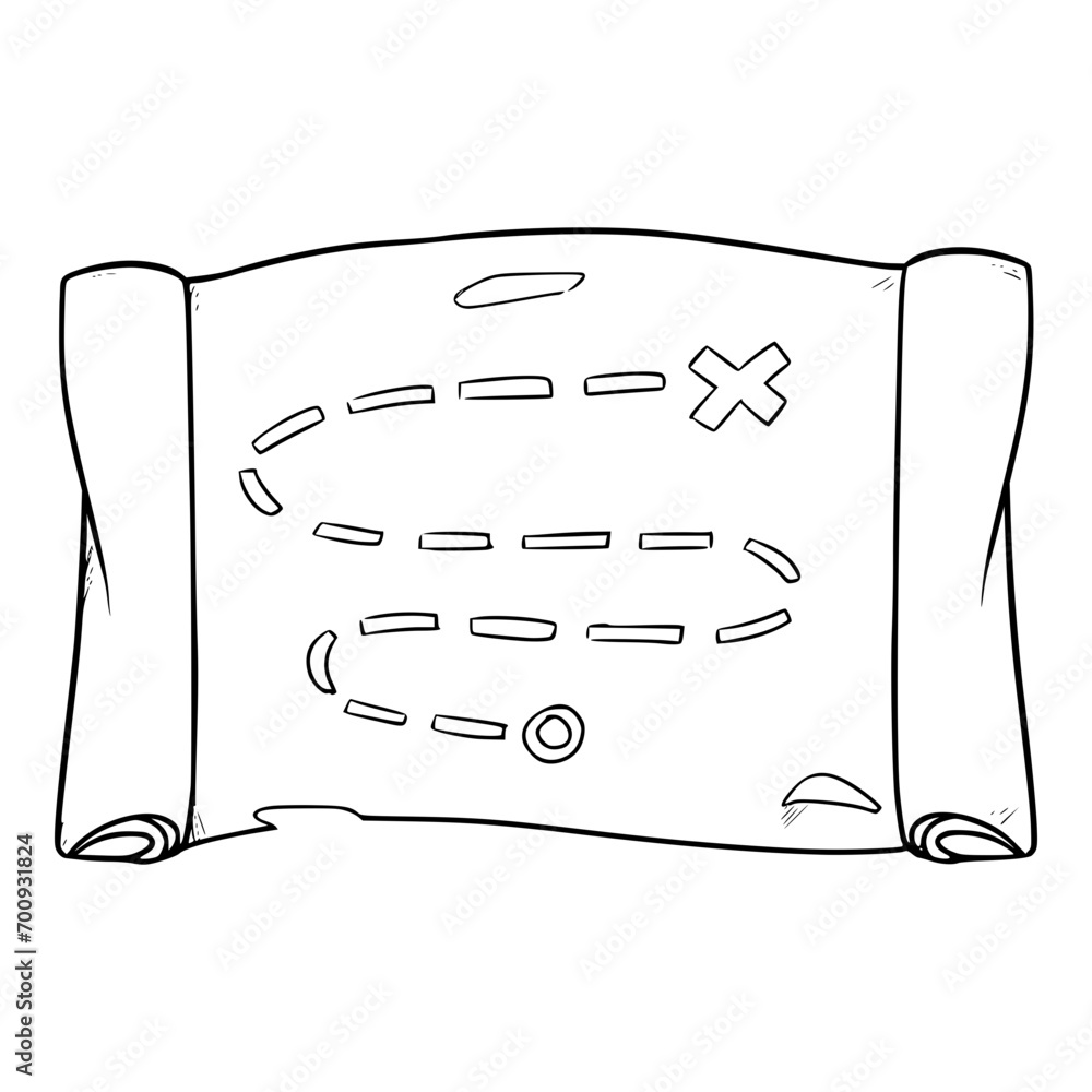 old treasure map illustration Outline Sketch hand drawn vector Stock ...