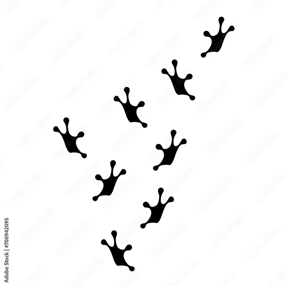 Frog footprints on a white background. An amphibian that can jump ...