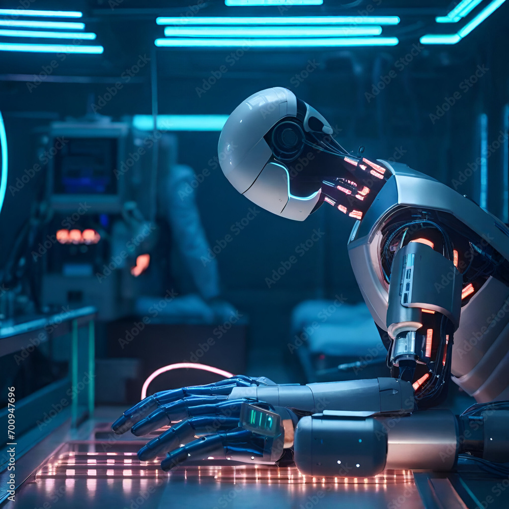 An immersive visual illustrating a robotic surgery scenario where ...