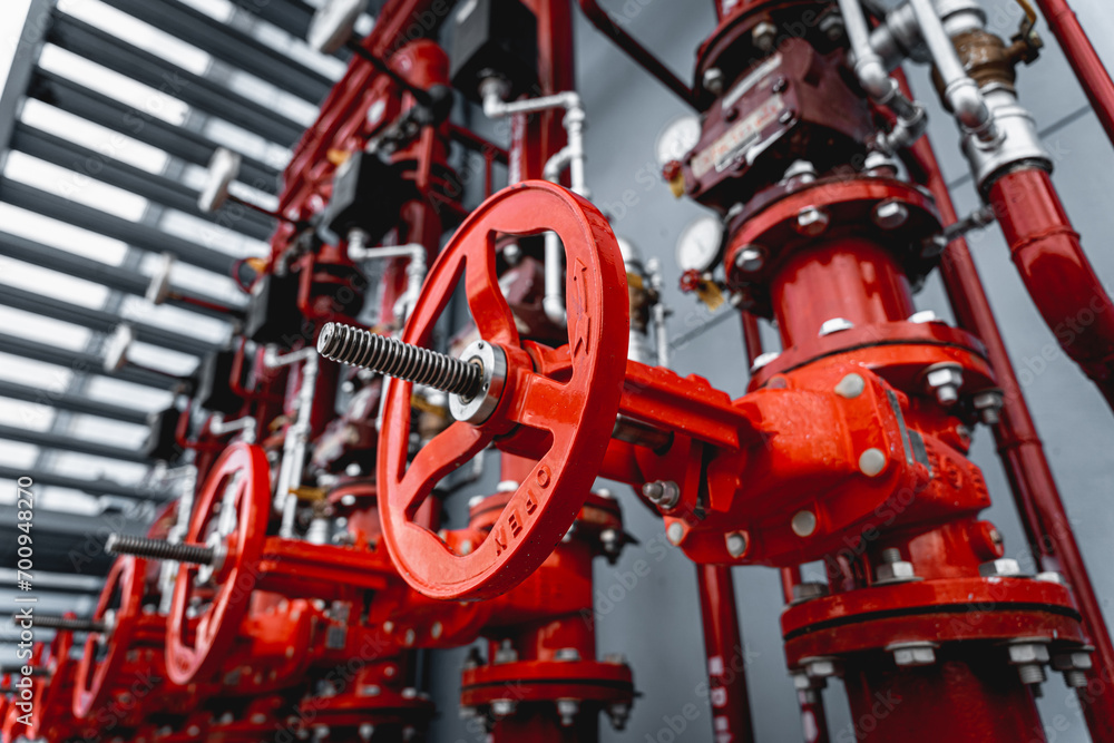 Header pipes valve zone and fire alarm control system at industrial ...