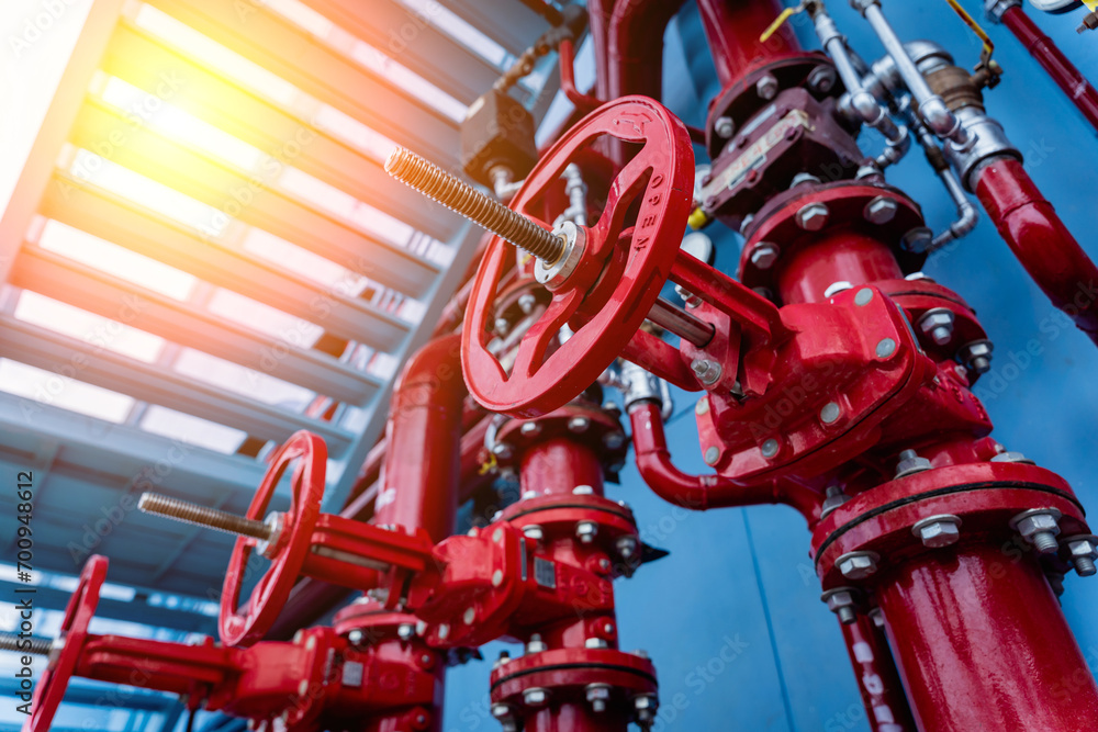 Header pipes valve zone and fire alarm control system at industrial ...