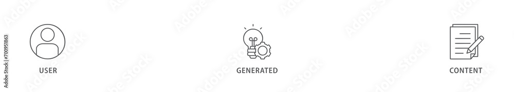 UGC banner web icon vector illustration concept for user-generated content with icon of people ...