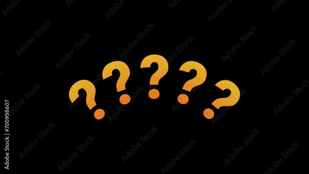 Cartoon comic question marks pop up animation on alpha channel ...