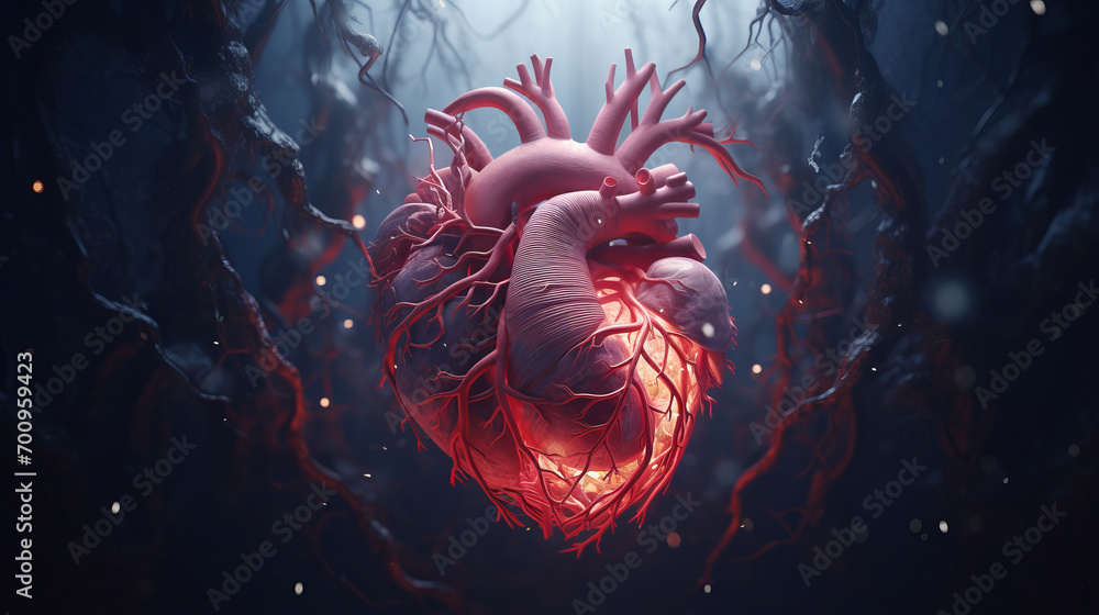 Withering heart of Mother Nature emits muted red glow amidst roots ...