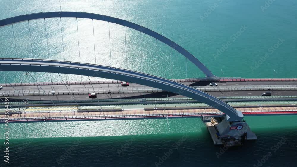 Large-scale sea traffic viaduct bridge Cross Bay Link landmark in Lohas ...