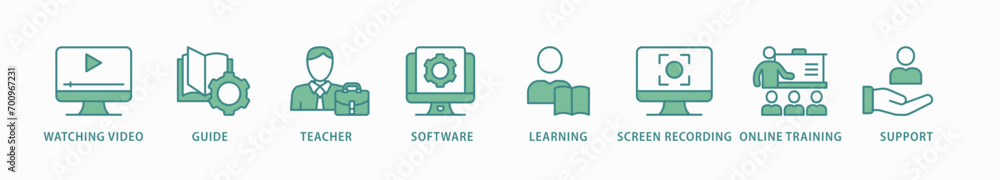 Video tutorial banner web icon vector illustration concept with icon of ...