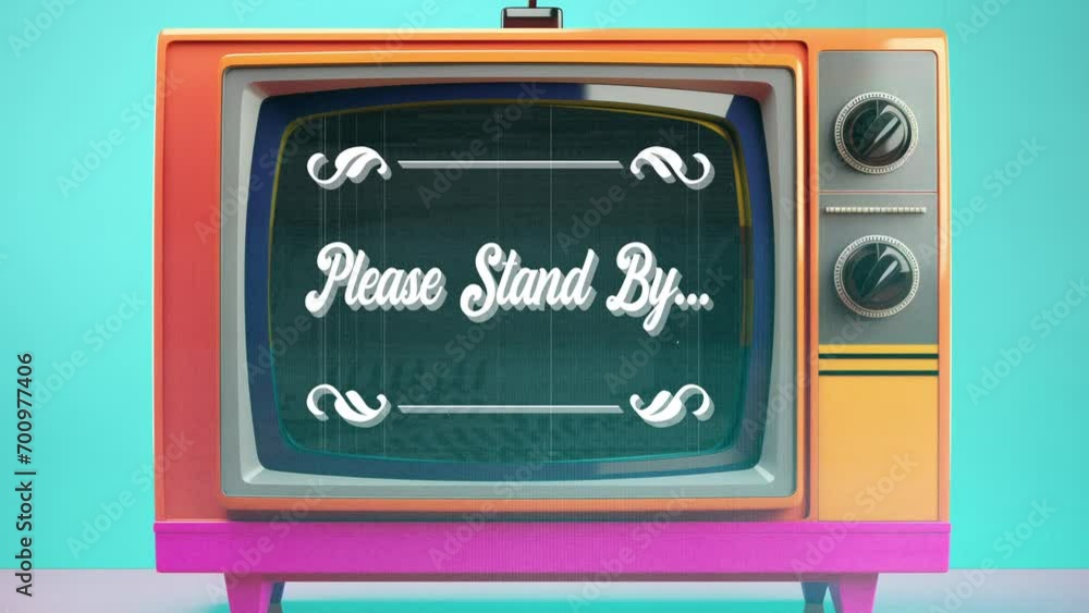 Vintage and retro television sets with old film 35mm words please stand ...