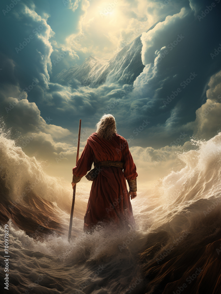 moses breeds the sea, biblical figure, leader and legislator of the ...