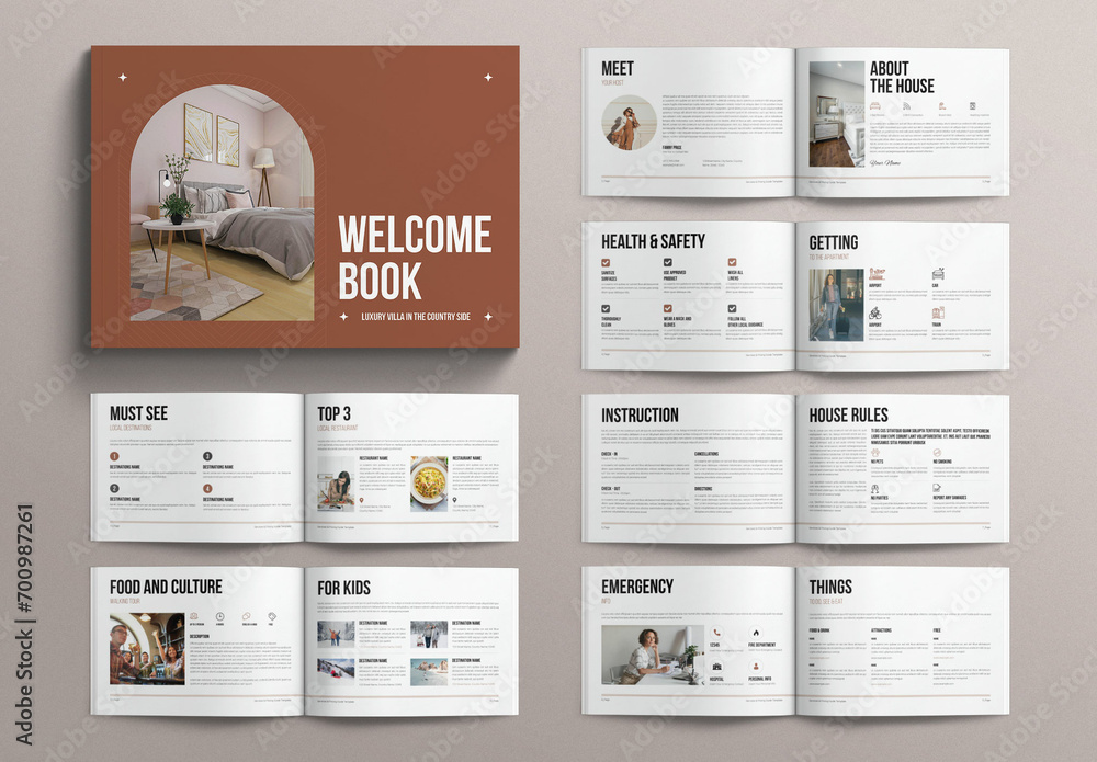 Modelo de Welcome Book Template Design Magazine Layout Landscape do ...