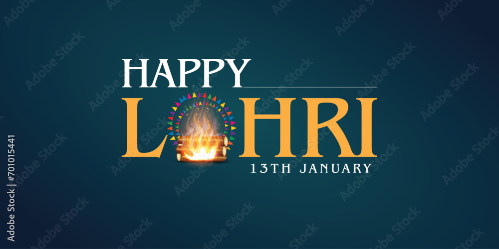 Happy Lohri text. Indian Sikh Festival editable design background ...