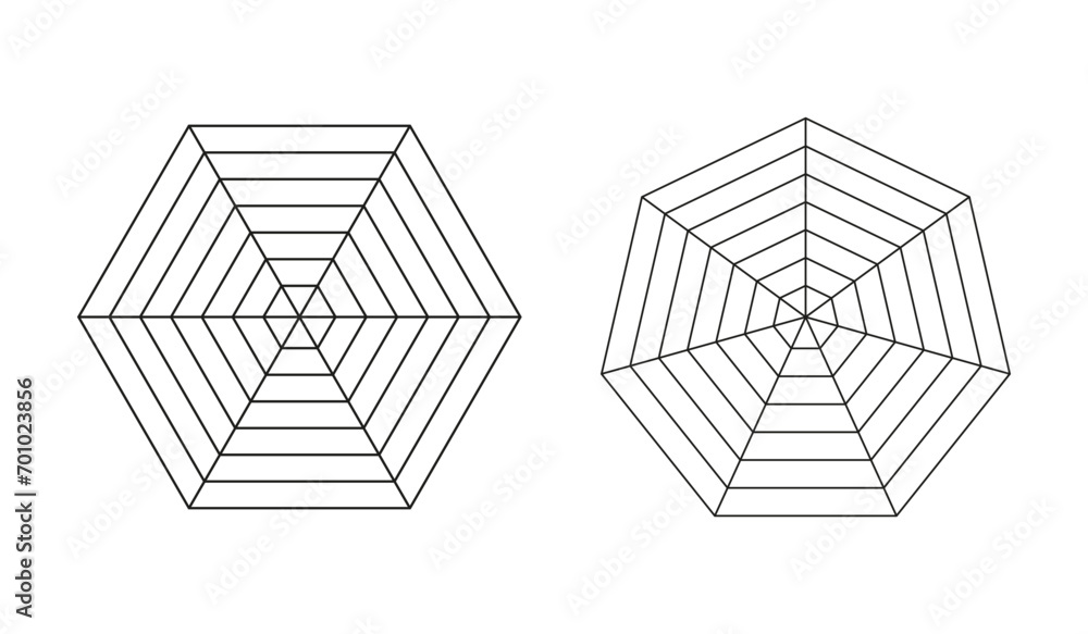 Set of radar or spider diagram template. Blank radar charts. Spider ...