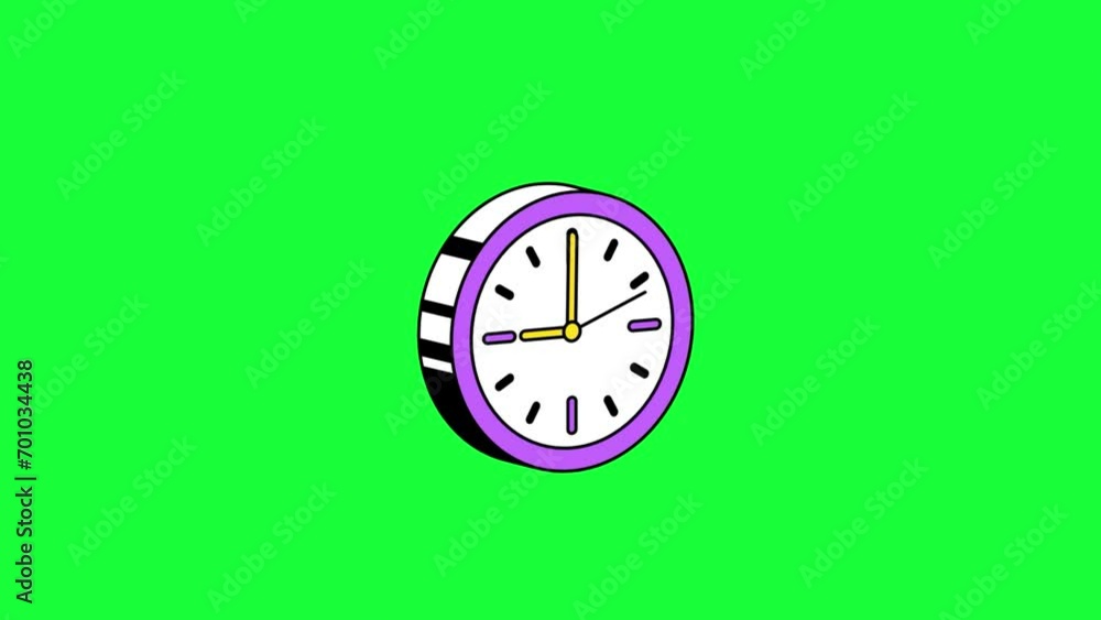 Animated Clock icon background, logo symbol, social media, green screen ...