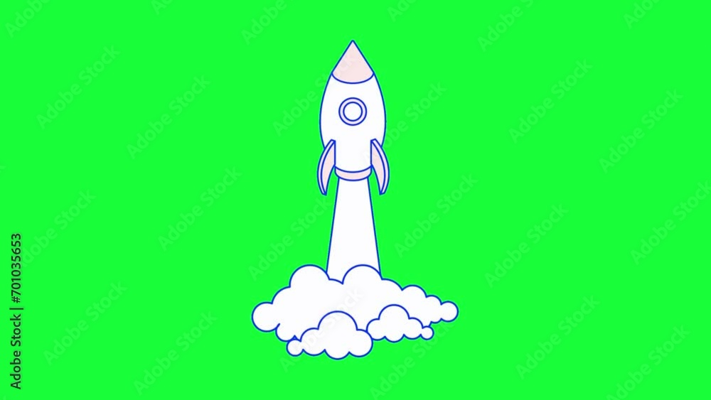 Animated Rocketship icon background, logo symbol, social media green ...