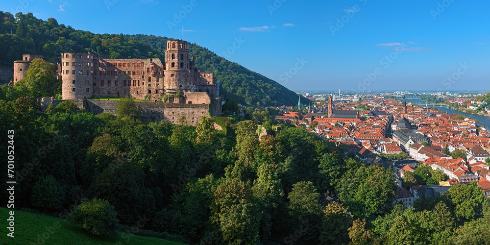 Heidelberg, Germany. Heidelberg Castle at slope of Konigstuhl hill and ...