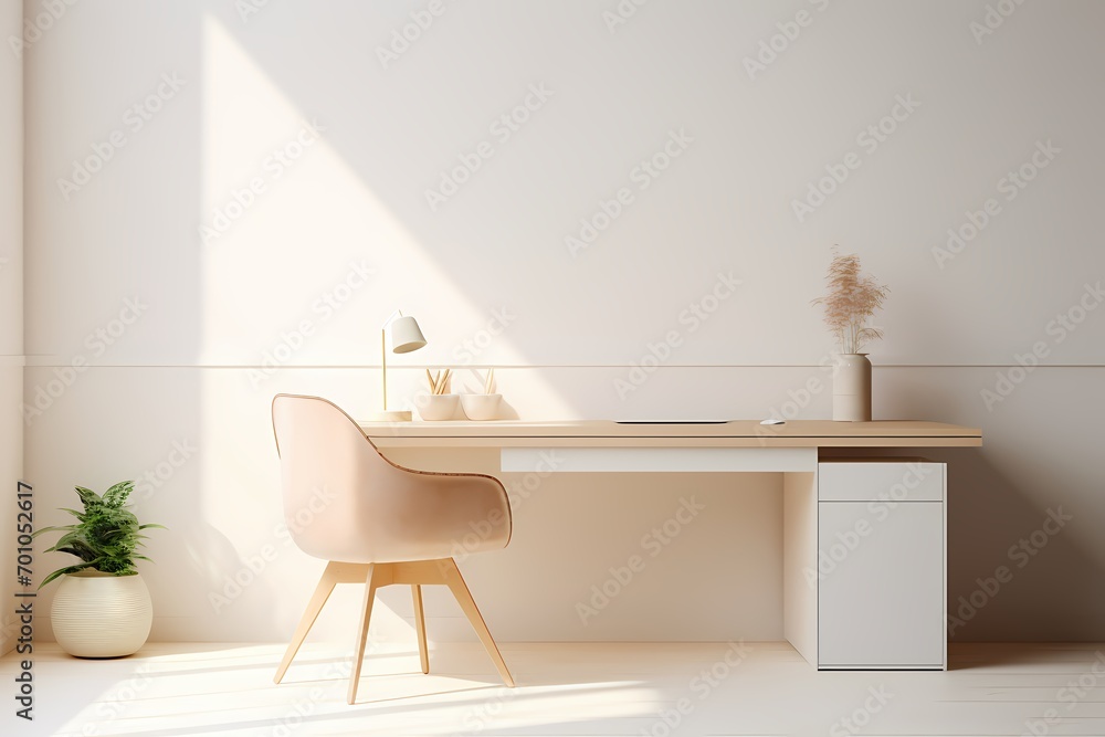 Modern classic minimalist workspace with a stylish desk, ergonomic ...