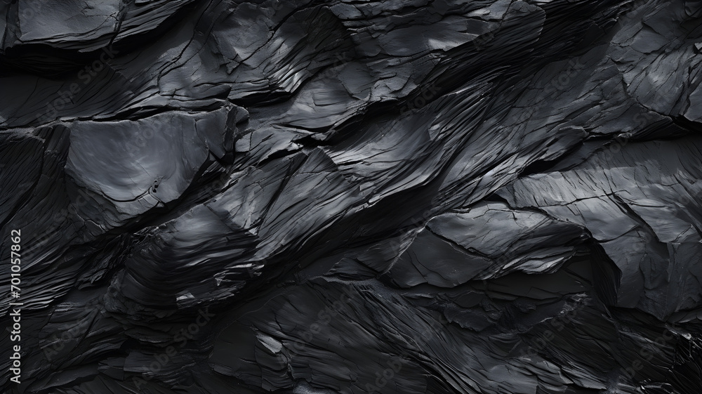 Black obsidian rock texture background, natural wave patterns in a ...