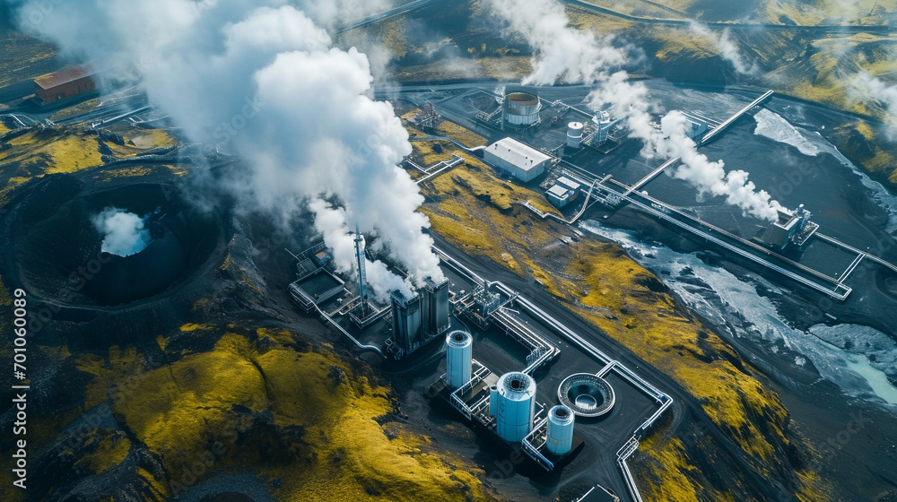 Bird's eye view of geothermal power plant, AI Generated Stock Photo ...
