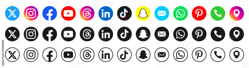 Latest Social media icon set. 2024 version. high resolution vector ...