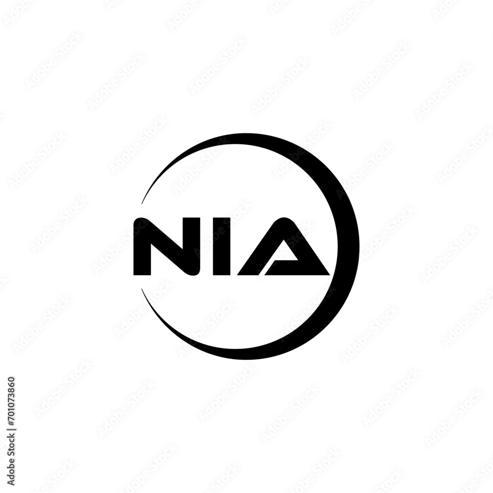 NIA letter logo design with white background in illustrator, cube logo ...