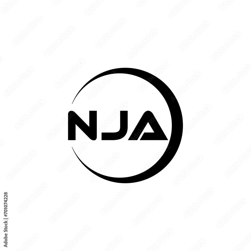 NJA letter logo design with white background in illustrator, cube logo ...