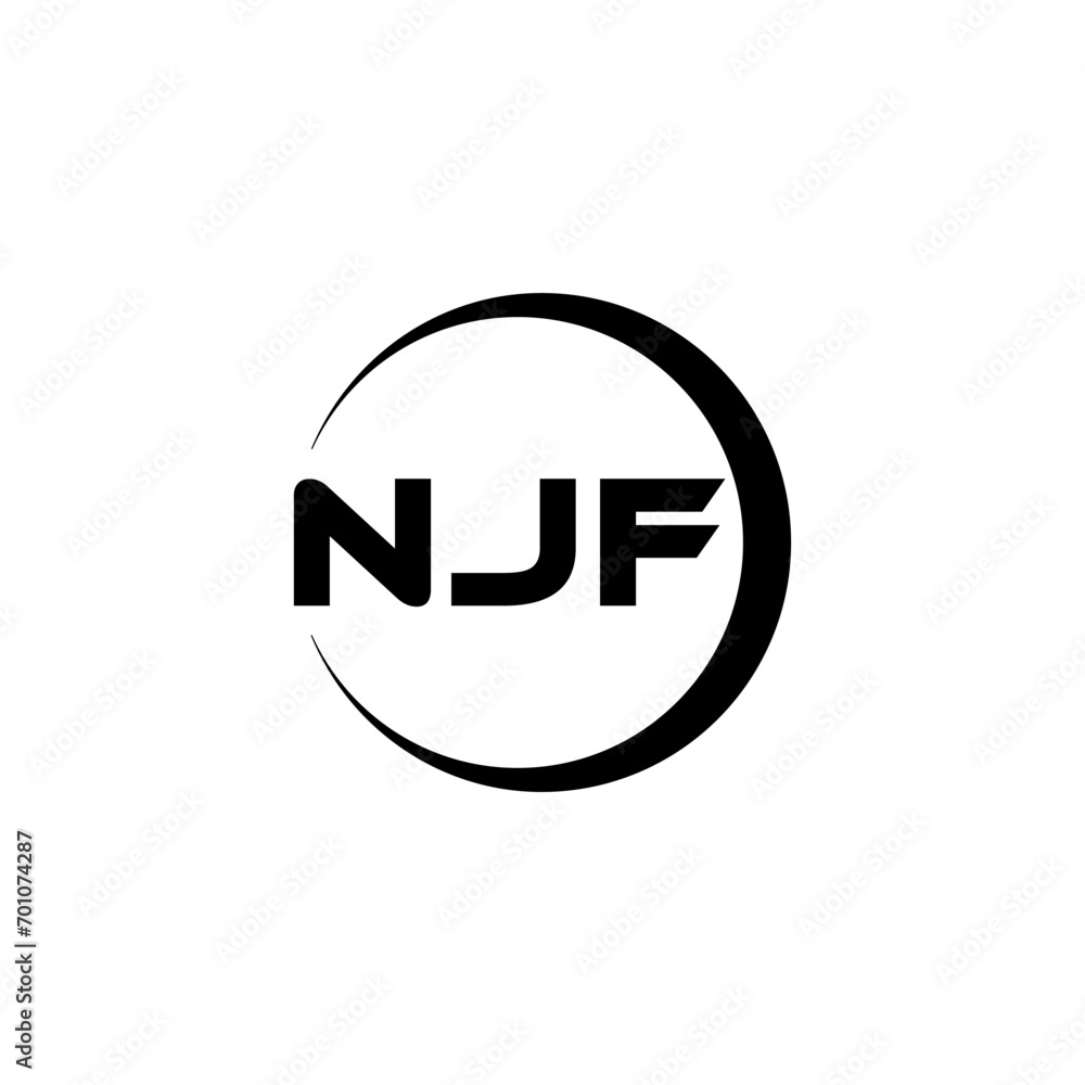 NJF letter logo design with white background in illustrator, cube logo ...
