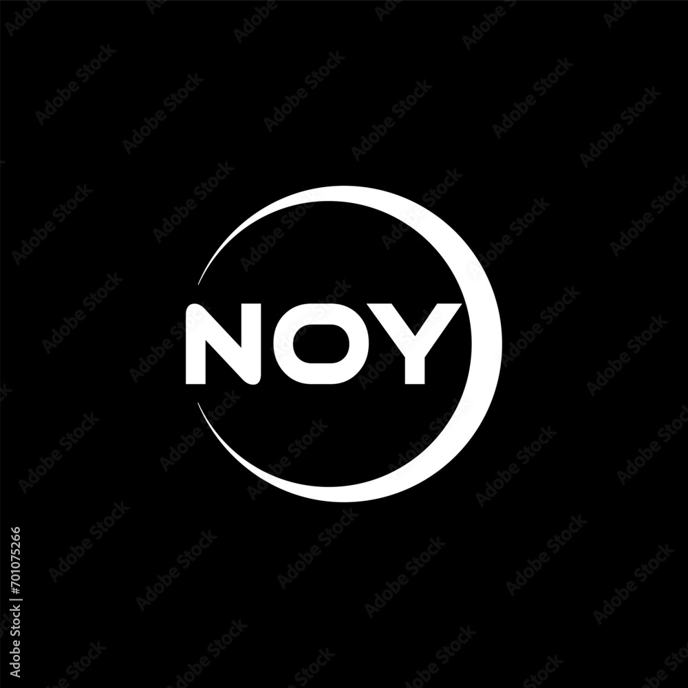 NOY letter logo design with black background in illustrator, cube logo ...