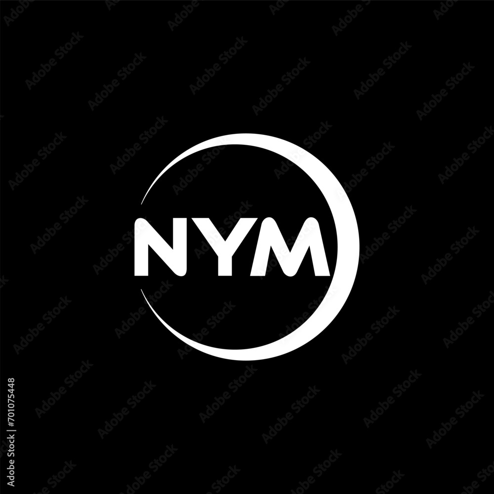 NYM letter logo design with black background in illustrator, cube logo ...