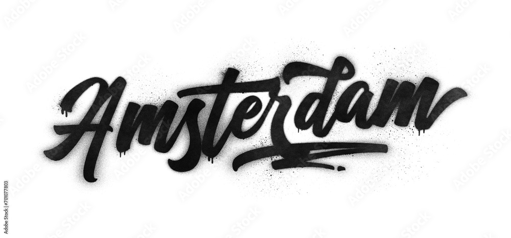 Amsterdam city name written in graffiti-style brush script lettering ...