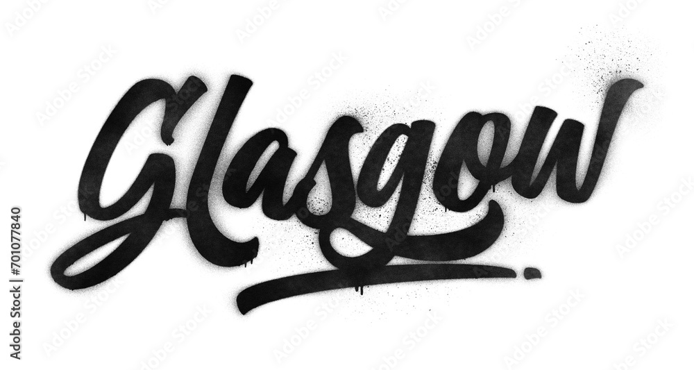 Glasgow city name written in graffiti-style brush script lettering with ...