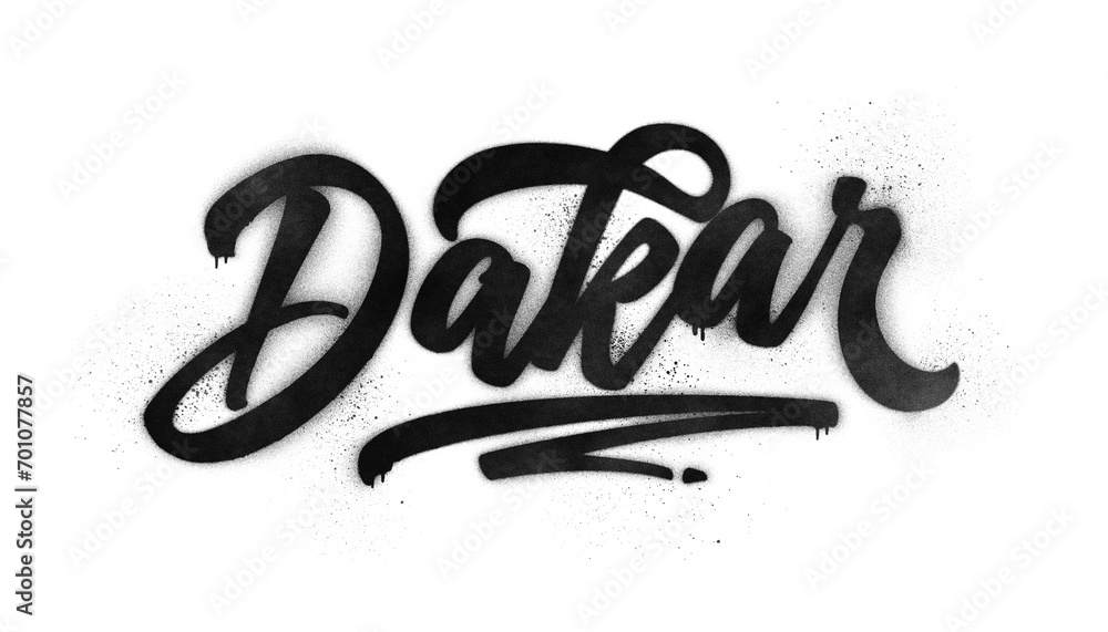 Dakar city name written in graffiti-style brush script lettering with ...