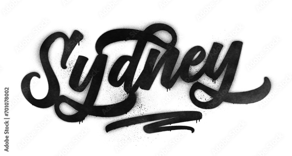 Sydney city name written in graffiti-style brush script lettering with ...
