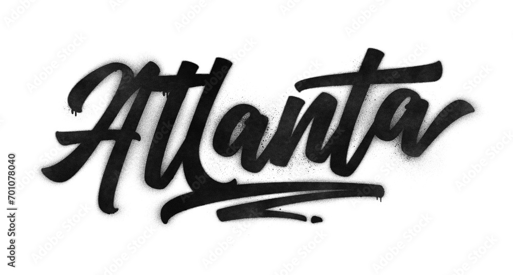 Atlanta city name written in graffiti-style brush script lettering with ...