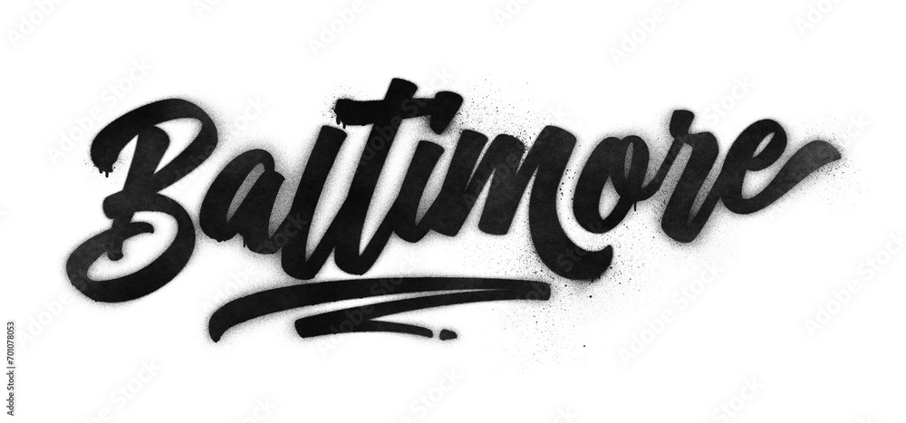 Baltimore city name written in graffiti-style brush script lettering ...