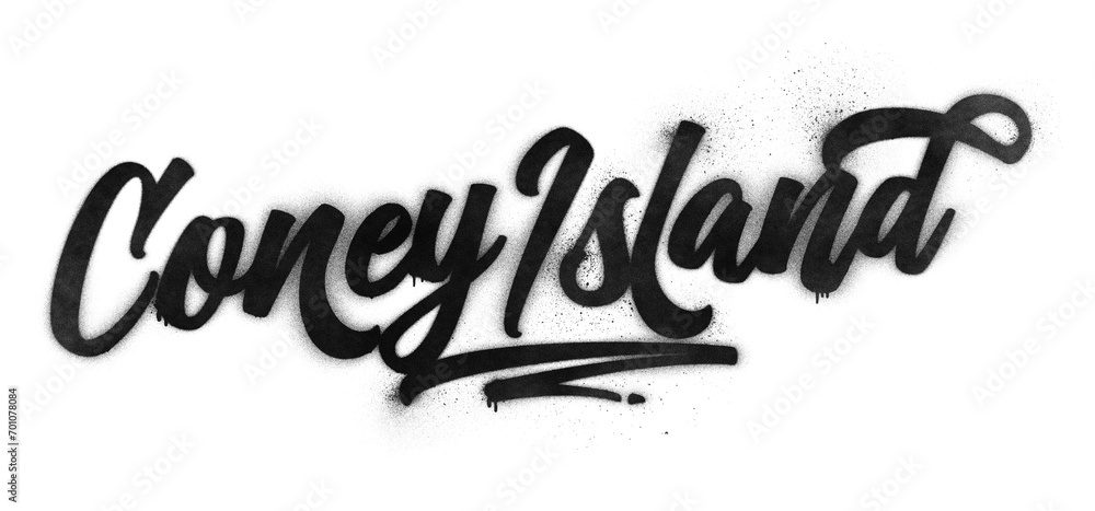 Coney Island written in graffiti-style brush script lettering with ...