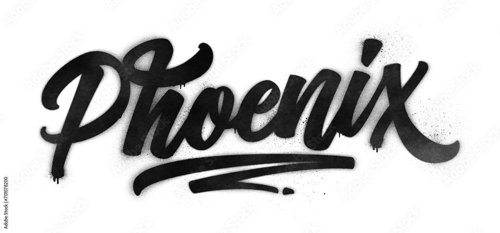 ภาพประกอบสต็อก Phoenix city name written in graffiti-style brush script ...