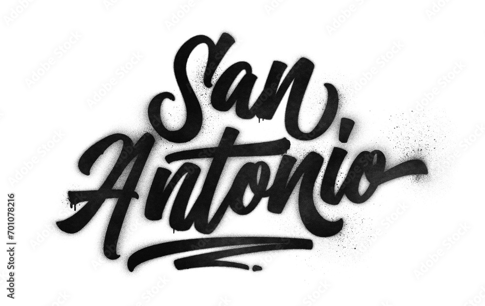San Antonio city name written in graffiti-style brush script lettering ...