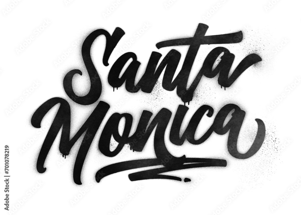 Santa Monica city name written in graffiti-style brush script lettering ...